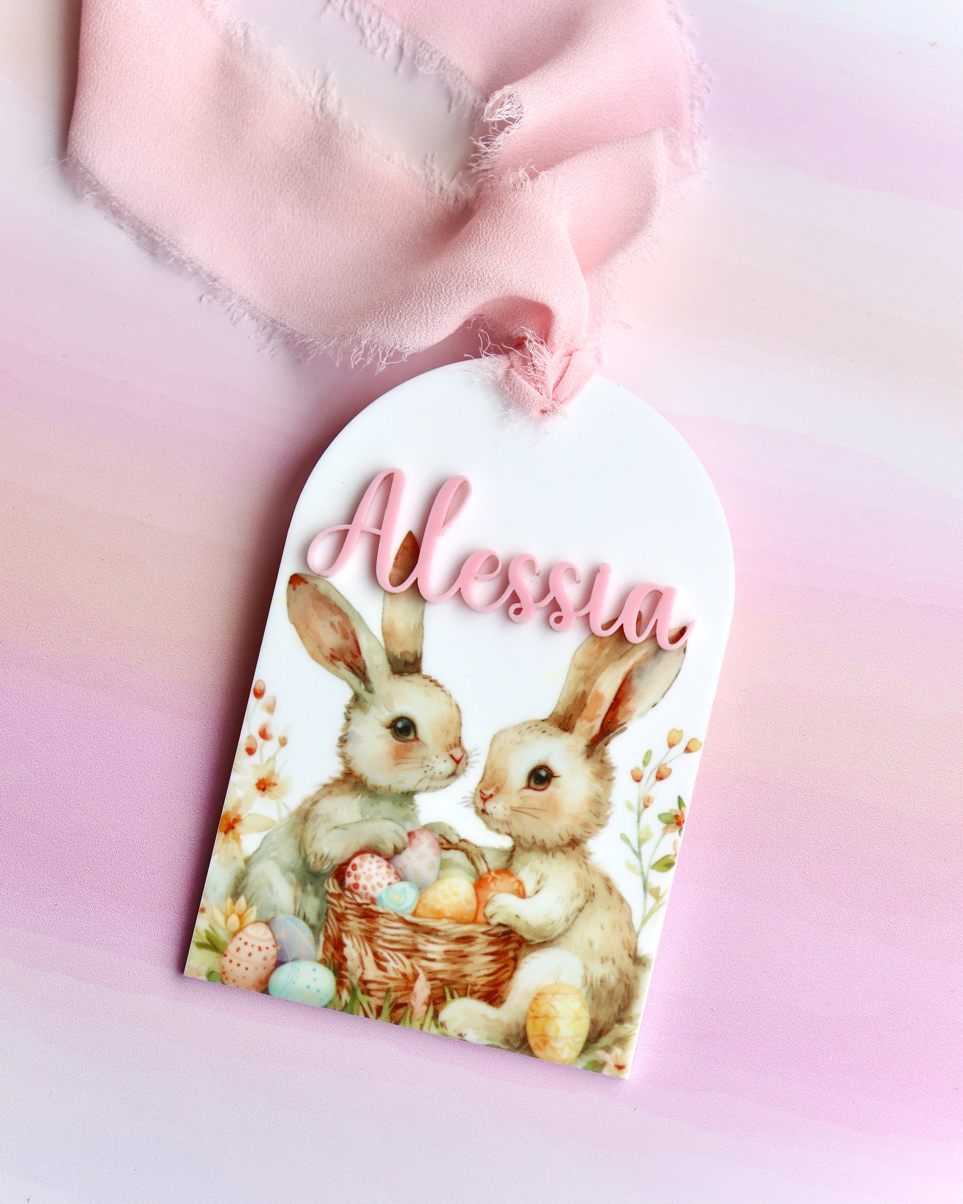 Printed Easter Bunny Name Tag – Designed Acrylic